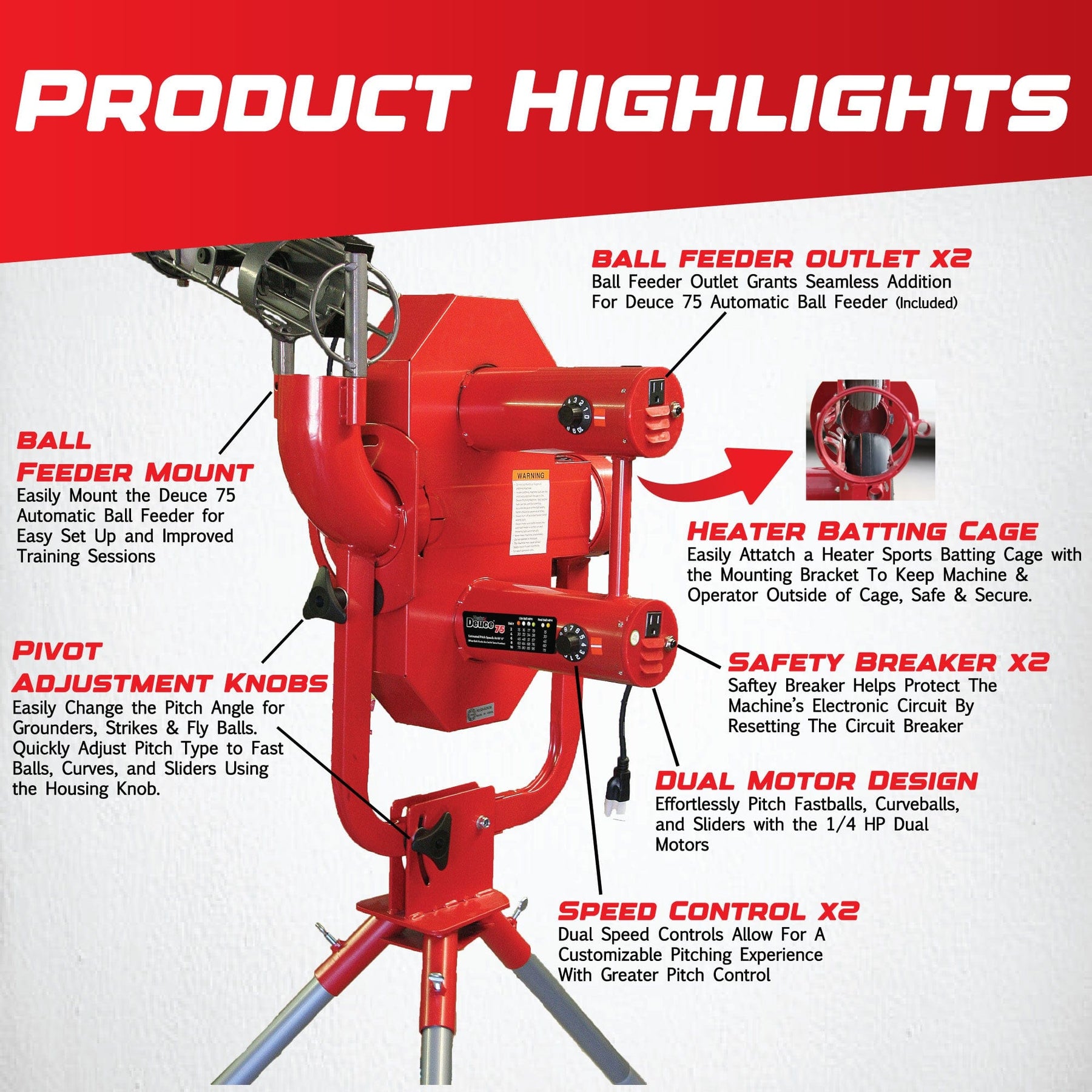 Deuce 75 MPH Curveball Machine for Training – The Baseball Home